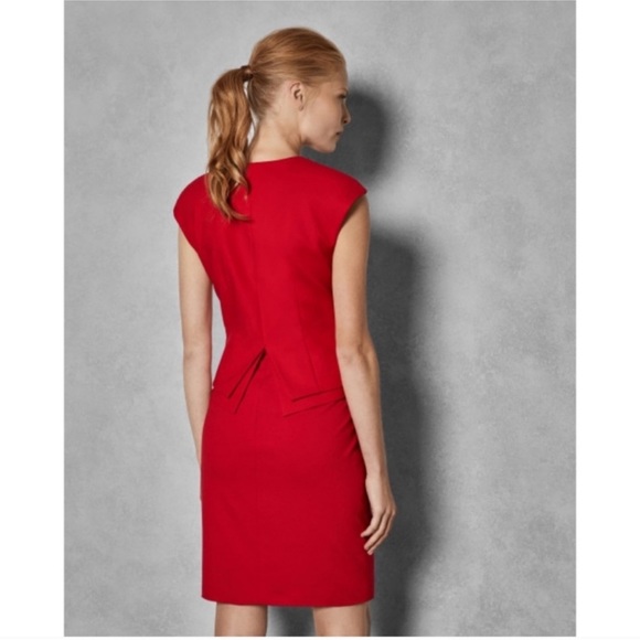 Ted Baker | Dresses | Ted Baker Red Zip Peplum Style Dress | Poshmark